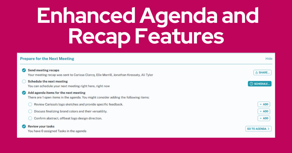 Power Your Meetings with Enhanced Agenda and Recap Features from ...
